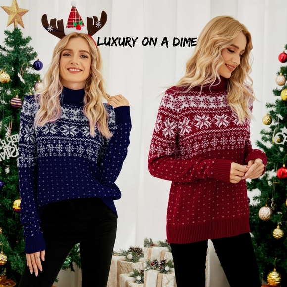 Sweaters | Snowflake Turtleneck Knit Fair Isle Geometric Classic ...